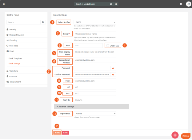 Configuring SMTP as a Notifier in VIDIZMO | VIDIZMO Knowledge Base