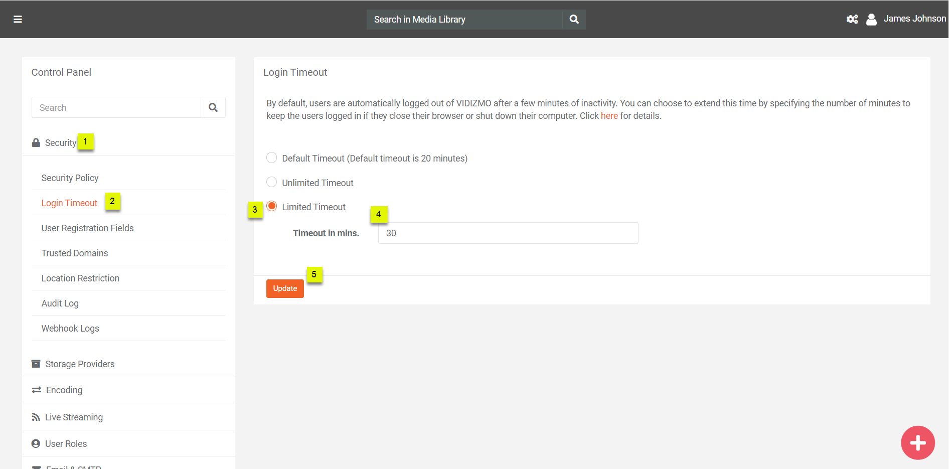 How to Set Login Timeout | VIDIZMO Knowledge Base