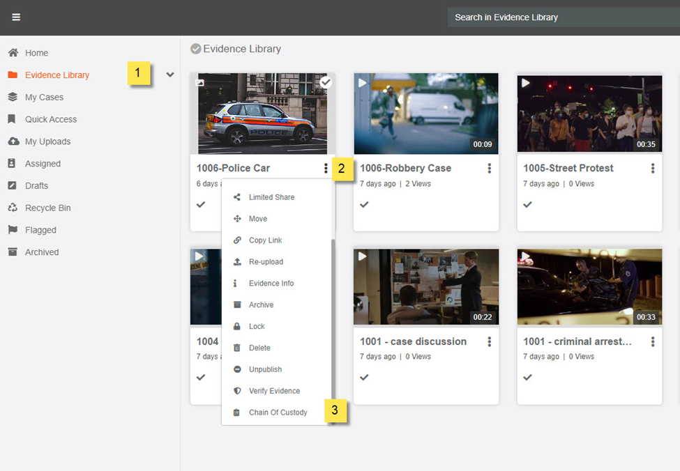 How to view Evidence Chain of Custody | VIDIZMO Knowledge Base