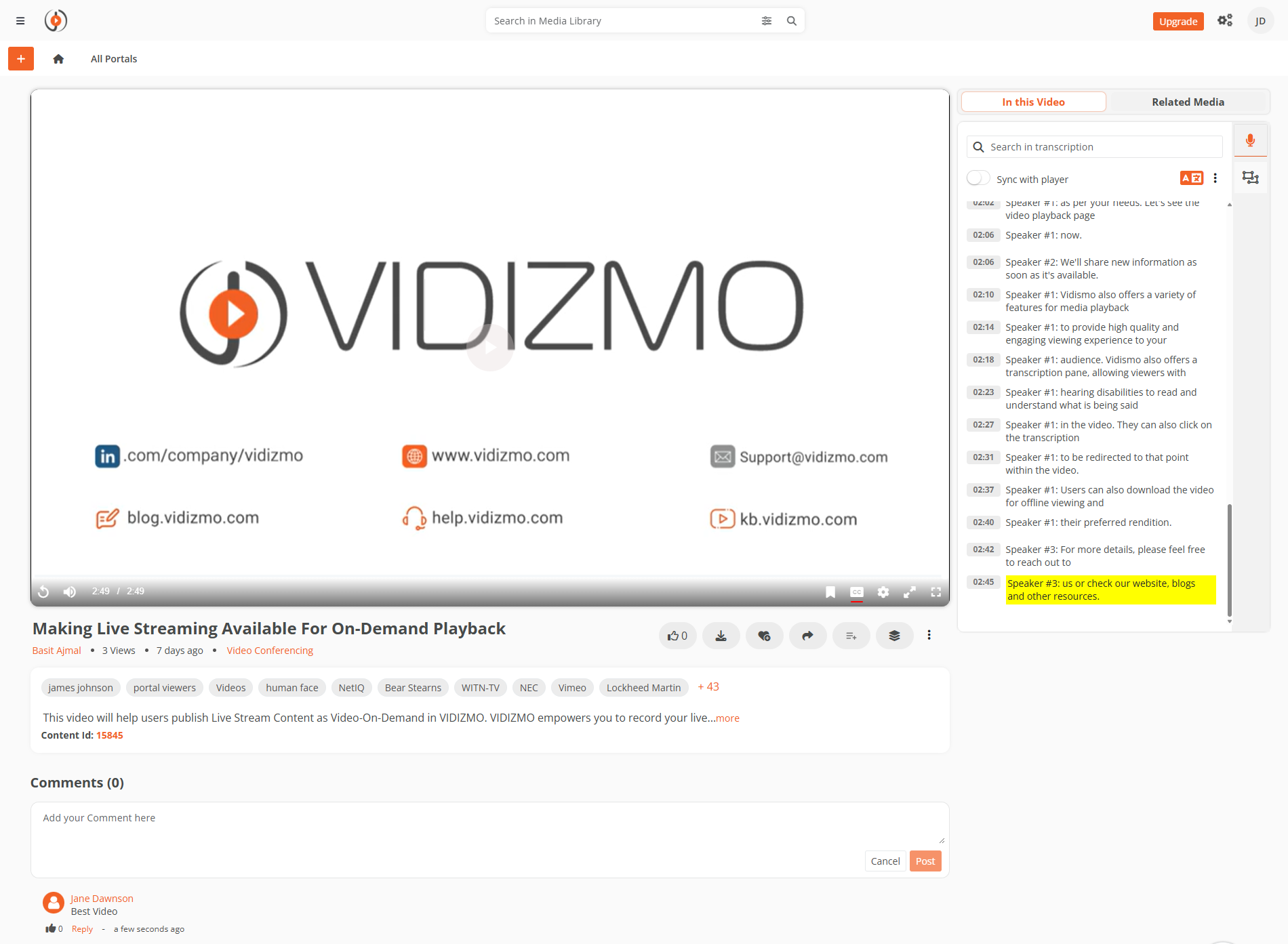 Understanding Playback Page | VIDIZMO Knowledge Base